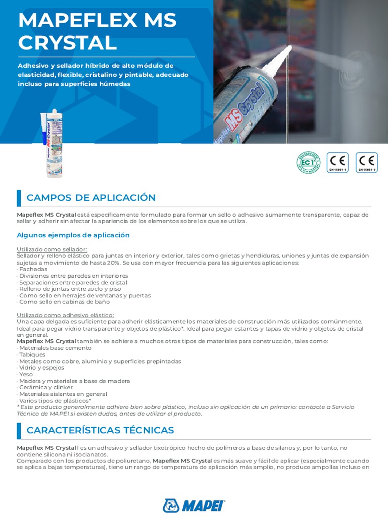 Aplicaciones de Mapeflex MS Crystal | PDF | El plastico | Materiales
