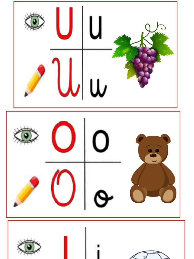 Vocales en Sus Cuatro Formas 1º Básico | PDF