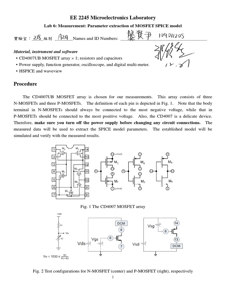 Measuring MOSFET Parameters | PDF | Spice | Mosfet