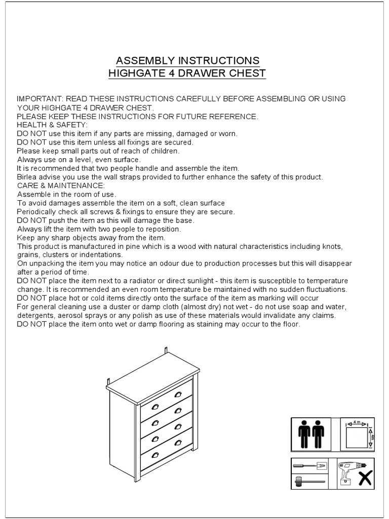 Highgate 4 Drawer Chest - AssemInst (EN) | PDF | Screw | Tools