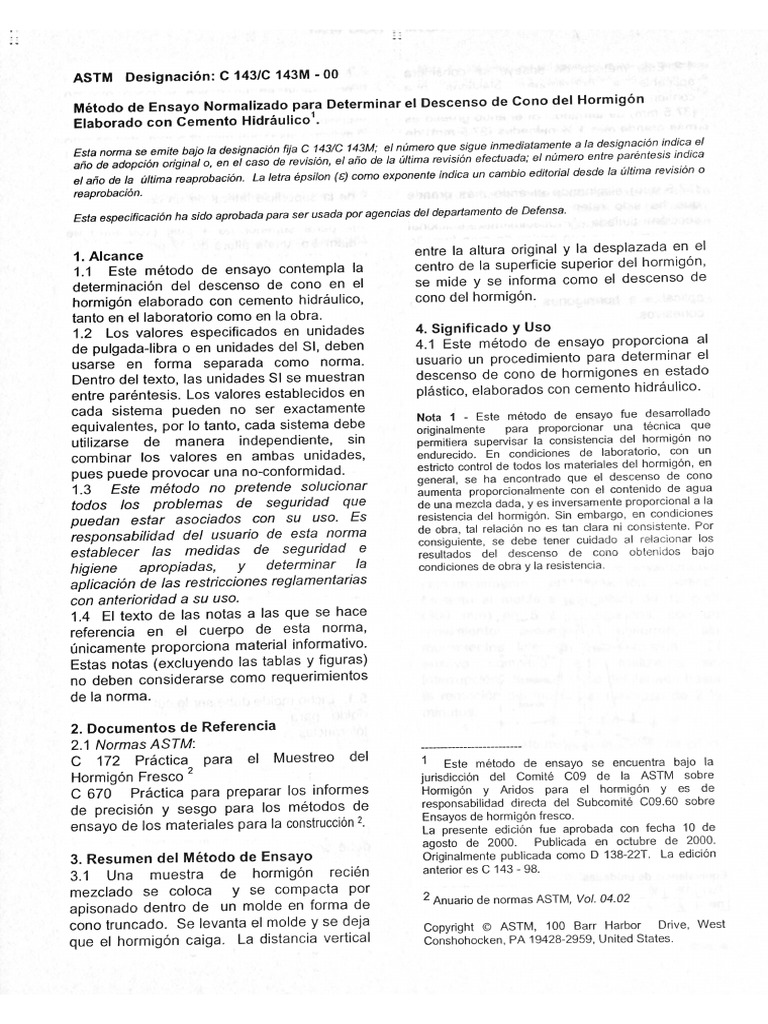 ASTM C 143, Cono de Abrams | PDF