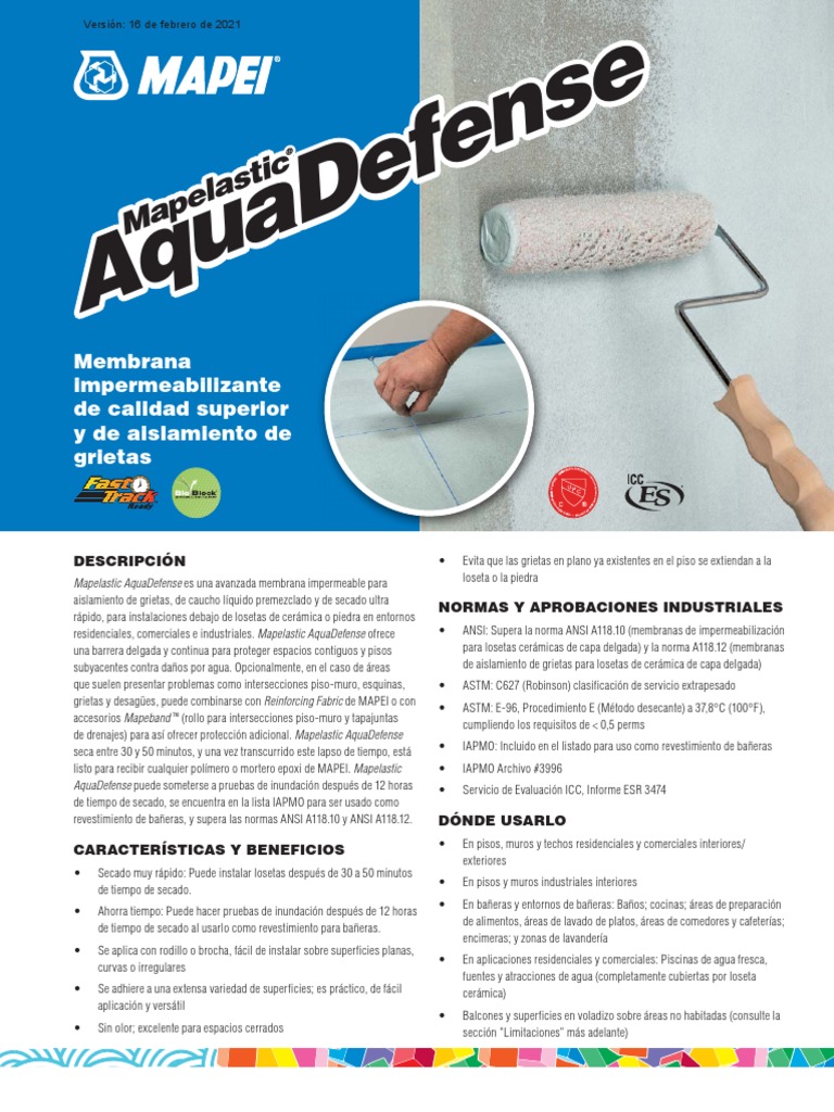 Mapelastic Aquadefense | PDF | Hormigón | Tornillo