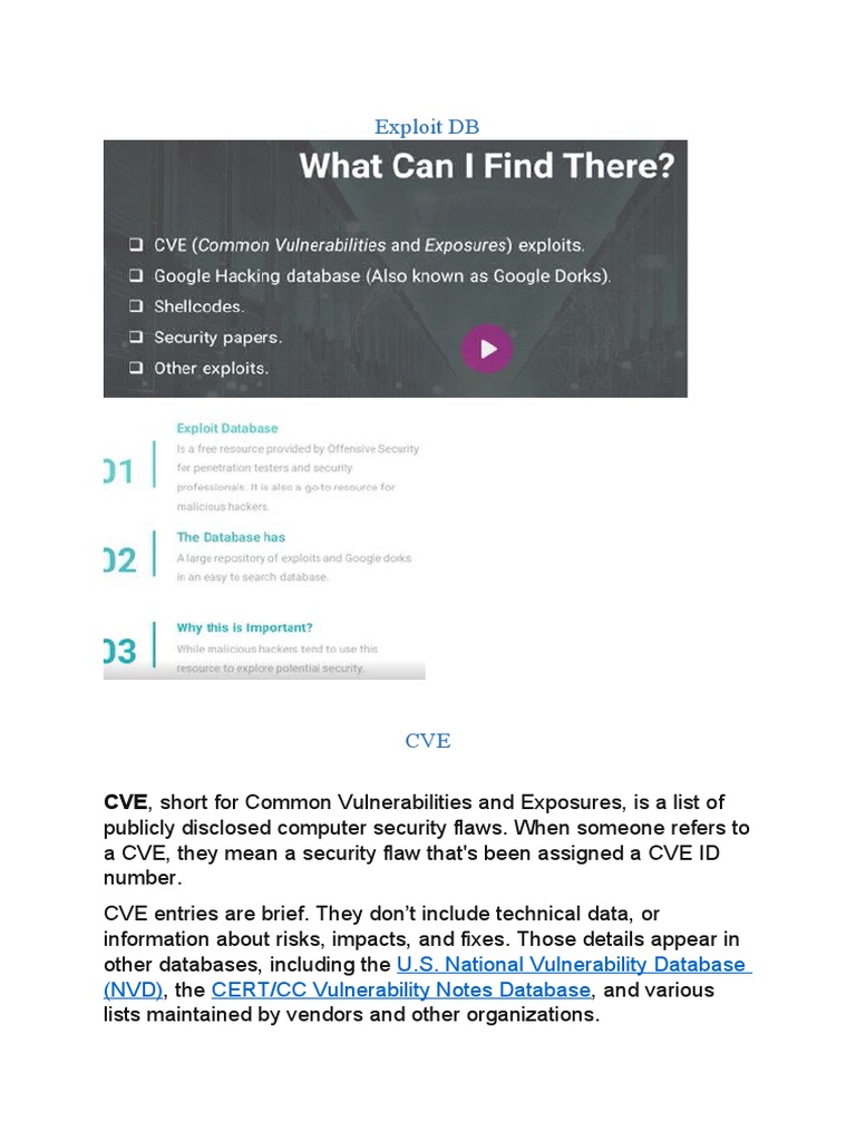 Exploit Db Cve Git And Ports Pdf Vulnerability Computing Computing