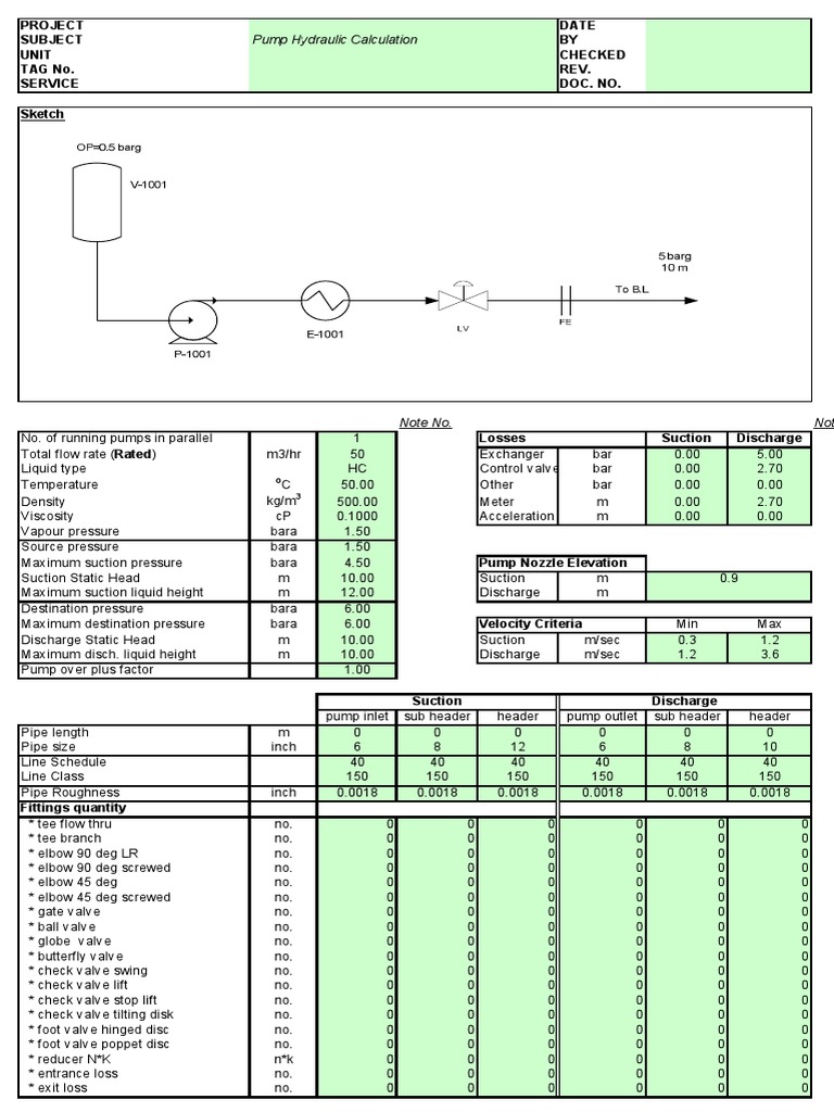 Pump Hydraulic Calculations For Gail | PDF | Pump | Valve