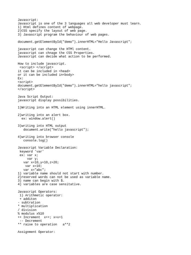 Javascript Pdf Java Script Computer Engineering