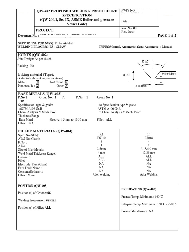 Piping WPS SMAW | PDF | Construction | Welding