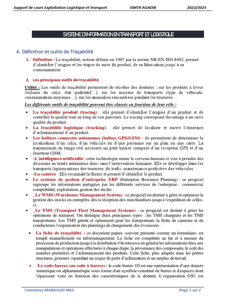 Systèmes de Traçabilité en Logistique | PDF | Radio-identification ...