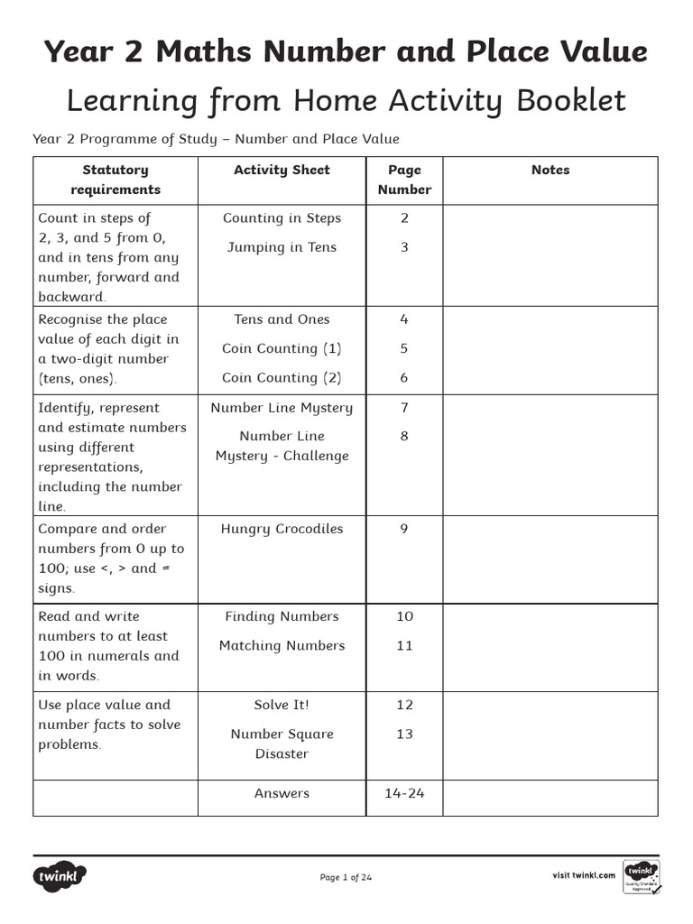 T N 252535 Year 2 Maths Place Value and Number Activity Booklet ...