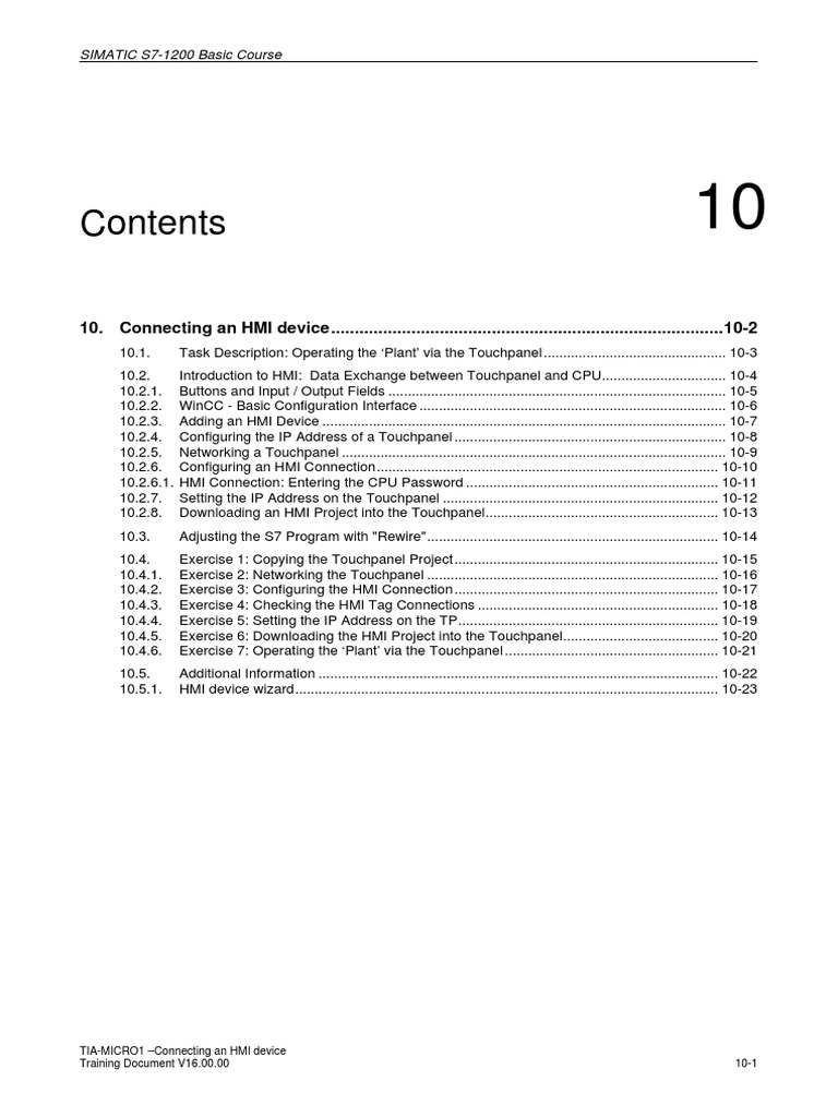TIA MICRO1 10E Connecting HMI KTP600 | PDF | Programmable Logic Controller | Input/Output