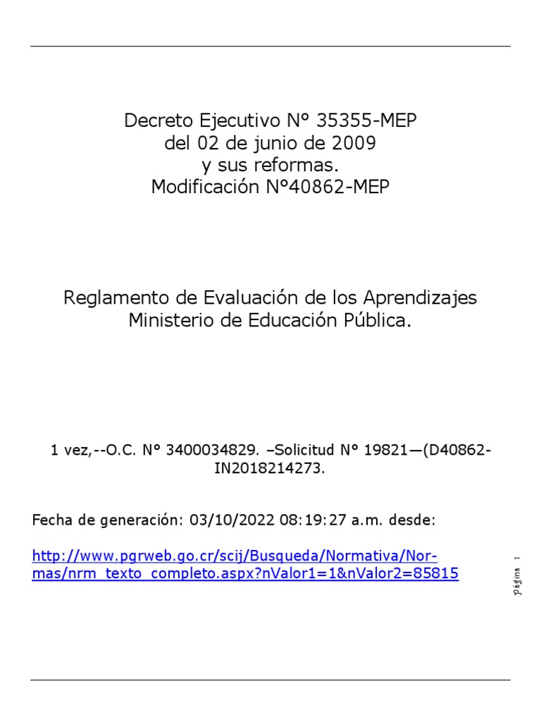 Reglamento de Evaluación de Los Aprendizajes. | PDF | Evaluación | Aprendizaje