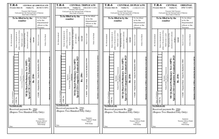 Special CE 2023 Challan Form MPT | PDF | Money | Banks