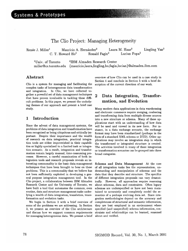 The Clio Project | PDF | Xml Schema | Conceptual Model