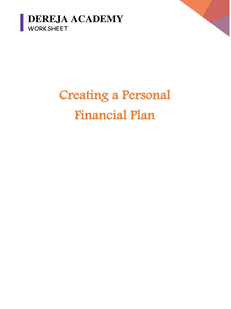 Personal Financial Plan Worksheet | PDF | Goal | Equity (Finance)