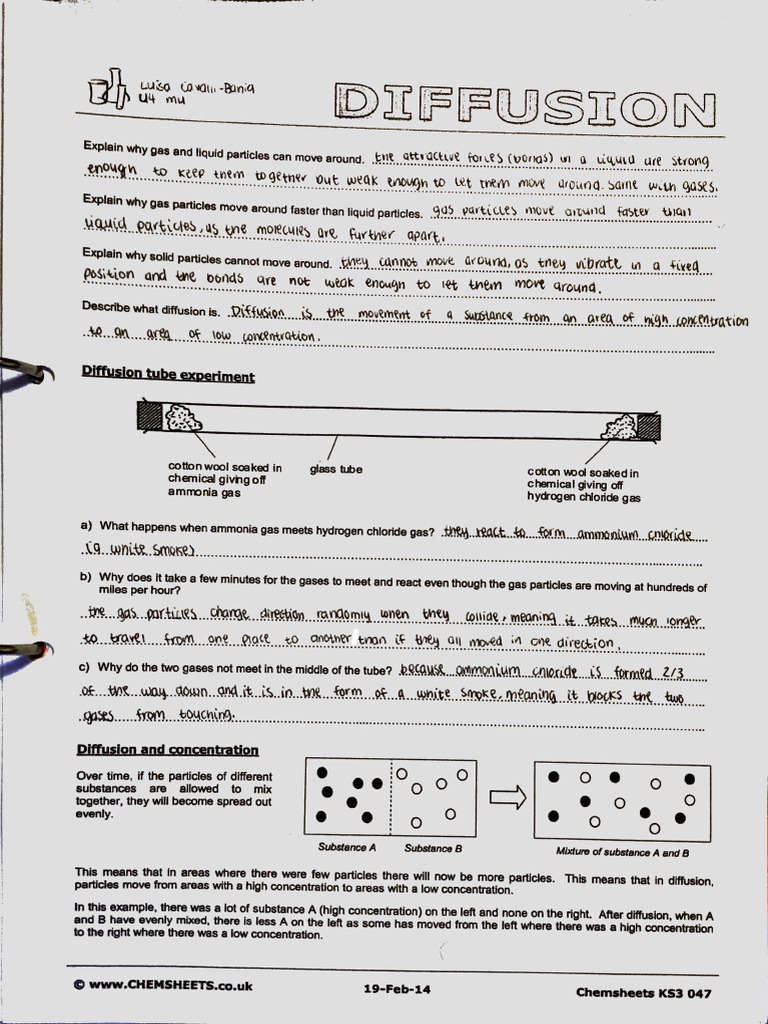Chemistry Prep - Diffusion | PDF