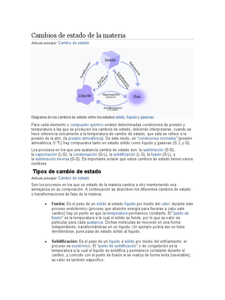 Cambios de Estado de la Materia | PDF | Líquidos | Congelación
