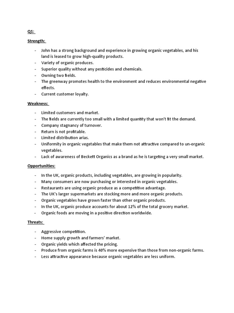 Case Study Answers - Sameh Adel Ali | PDF | Organic Foods | Market Segmentation