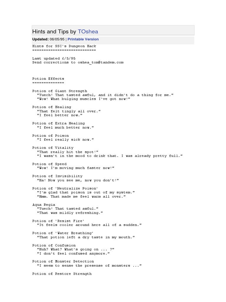 Hints and Tips by | PDF