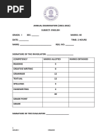 Admission Test Paper Grade 1 | PDF