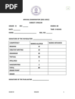 Standard 1 English Exam: 100 Questions | PDF