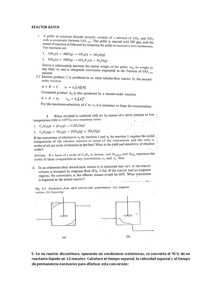 Tarea 1 Reactor Batch | PDF | Reactor Quimico | Equilibrio químico