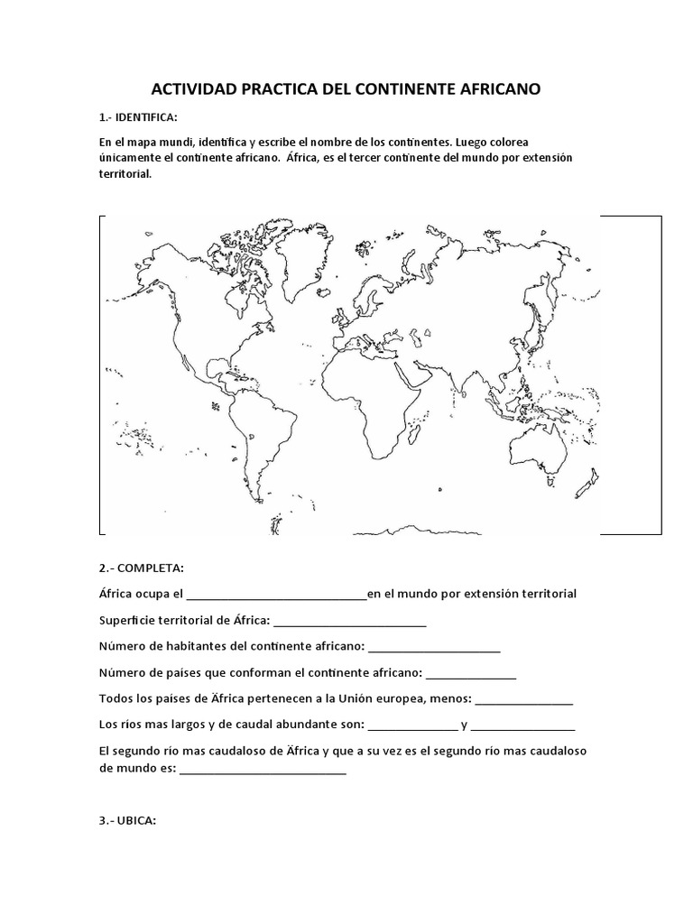 Actividad Practica Del Continente Africano 5to | PDF