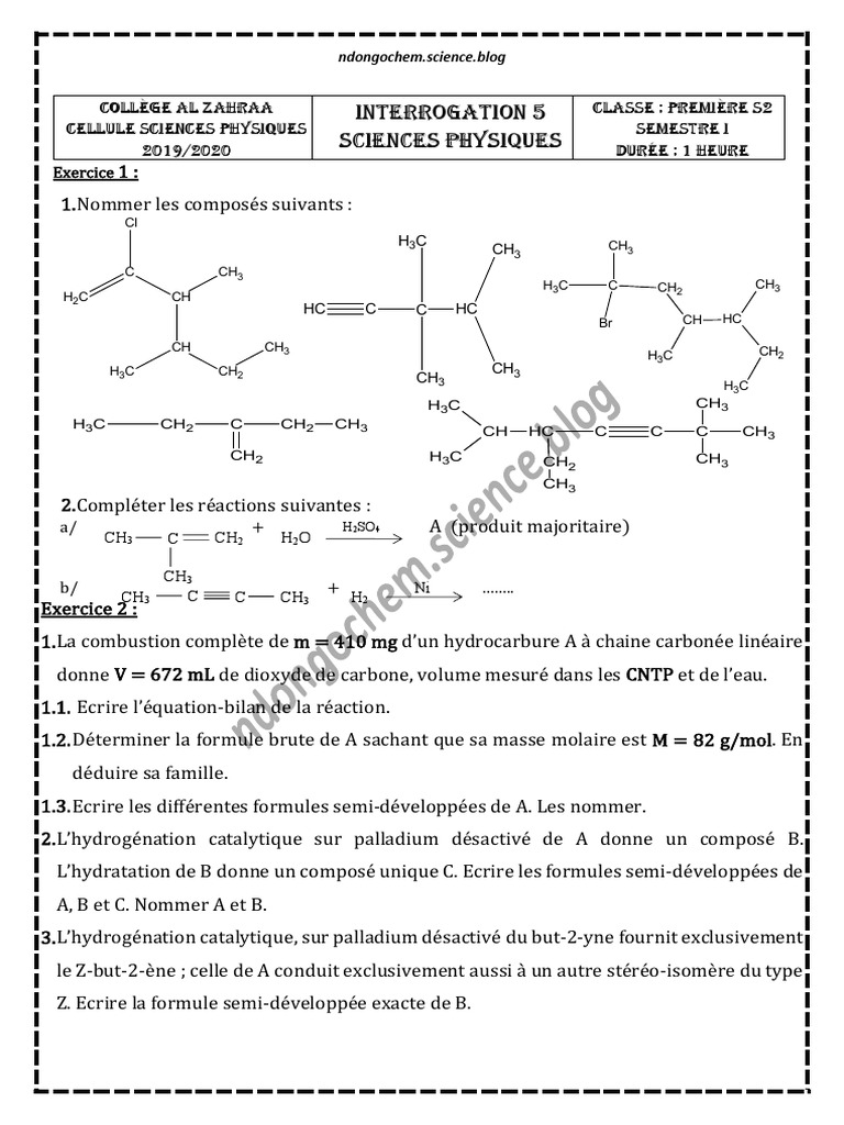 Interro 5 Ps | PDF | Réactions chimiques | Chimie