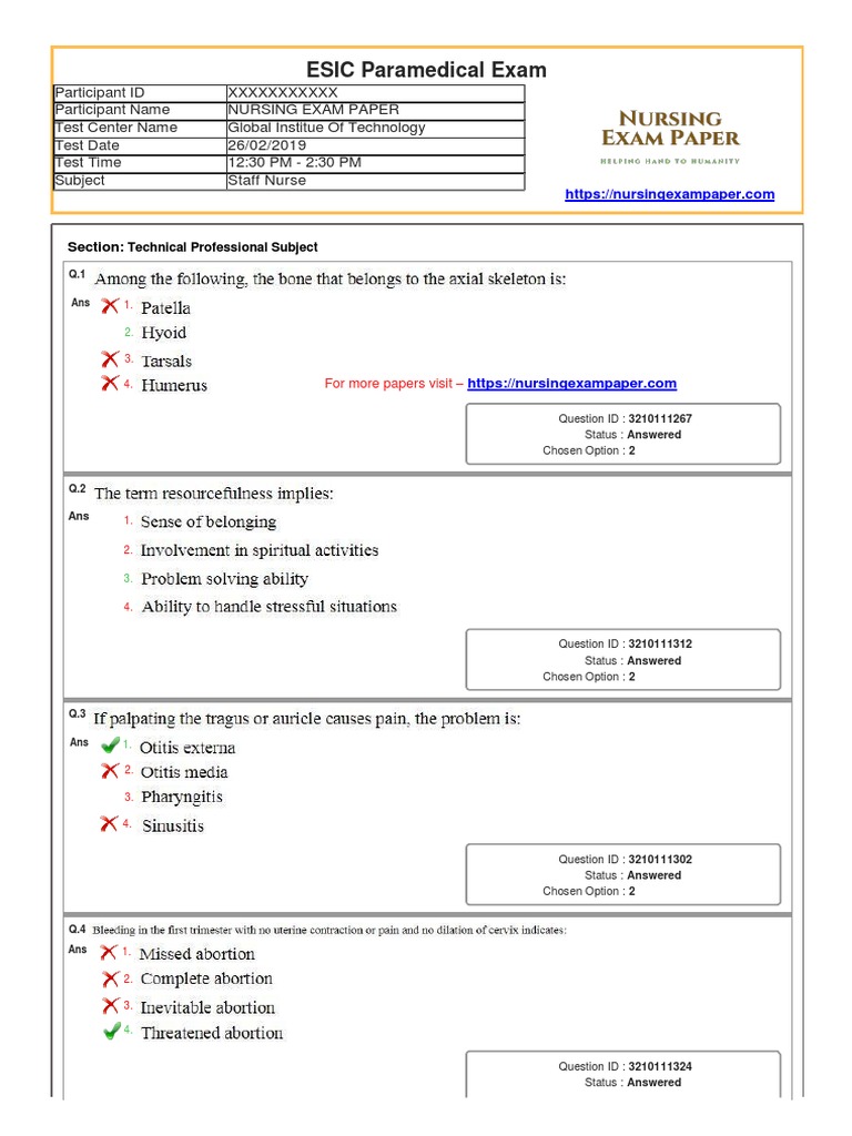 ESIC Exam Paper 26-02-2019 | PDF | Health Care | Social Programs