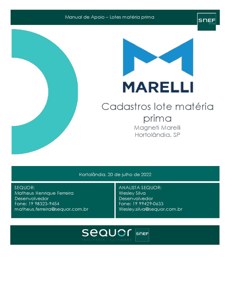 Manual de Lotes de Matéria Prima SEQUOR | PDF | Programas | Matéria