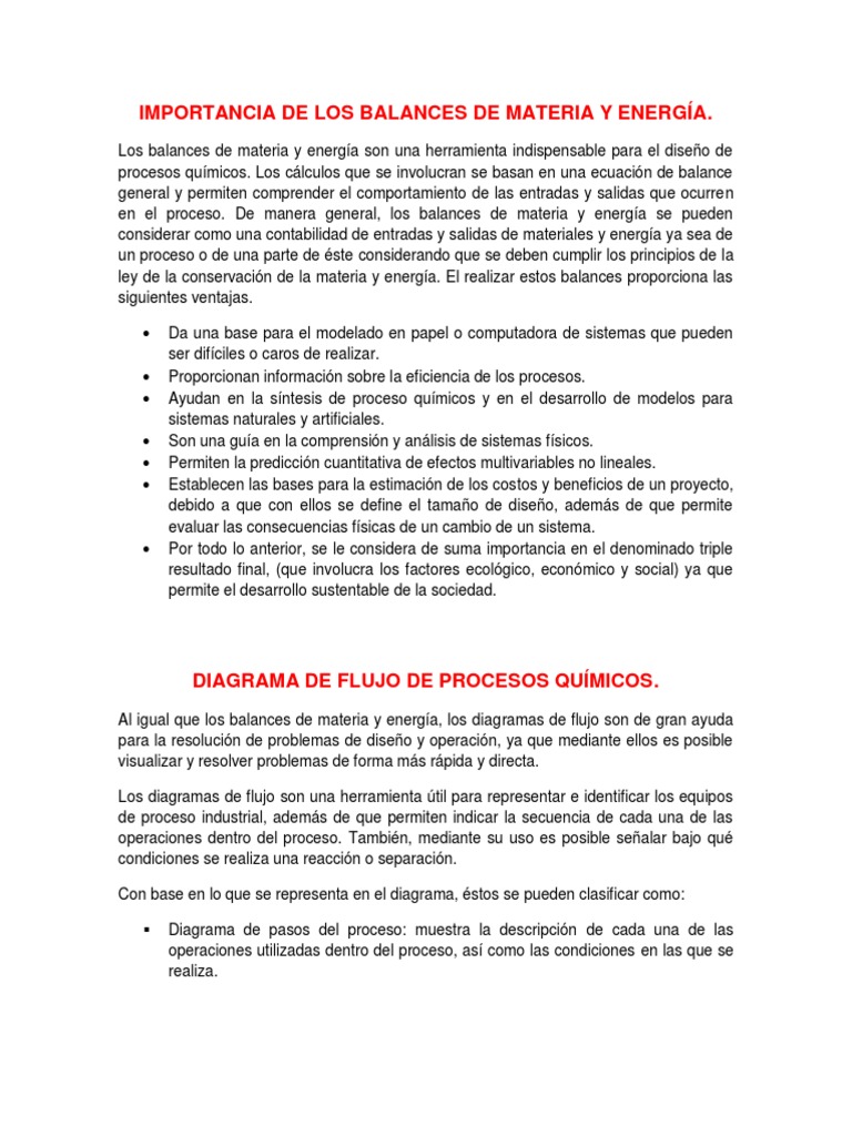 Balances de Materia y Energía-Diagramas de Flujo | PDF | Importar | Agua