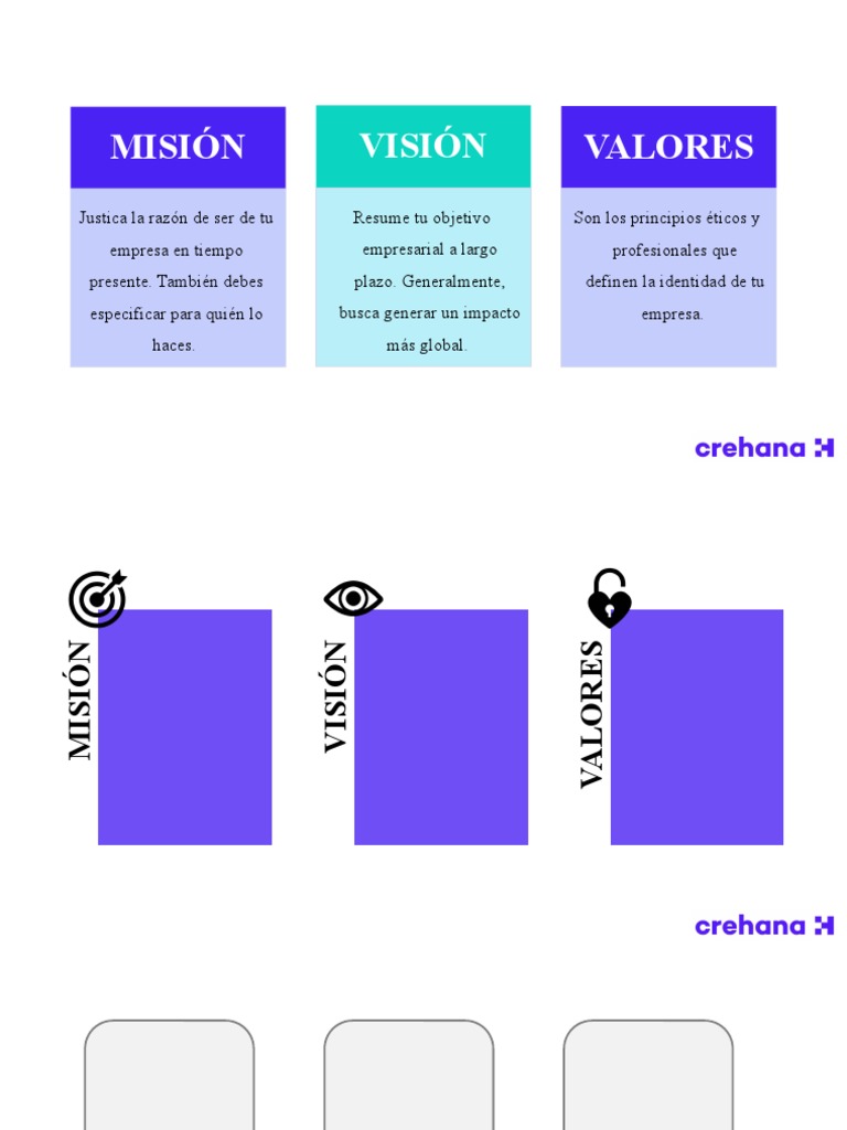 Plantilla de Mision Vision y Valores | PDF