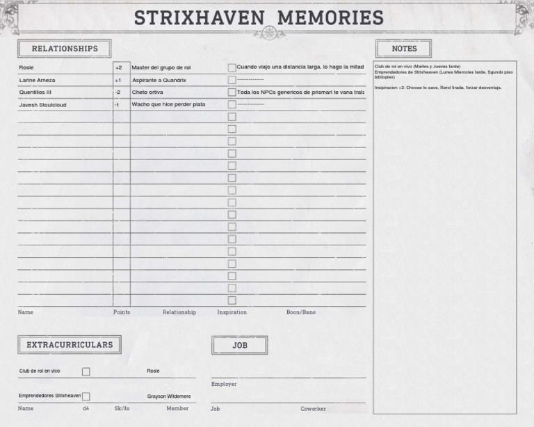 Strixhaven - Memories - Editable | PDF