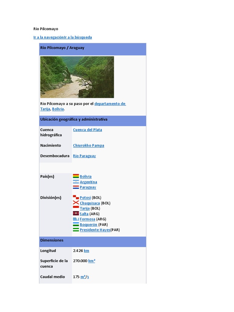 Características del río Pilcomayo | PDF | Historia