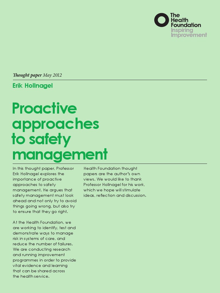 Proactive Approaches To Safety Management | PDF | Risk Assessment | Risk