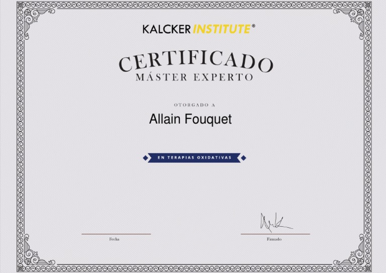 Allain Fouquet Examen Final Certificado Master Dioxido de Cloro Kalcker Institute | PDF