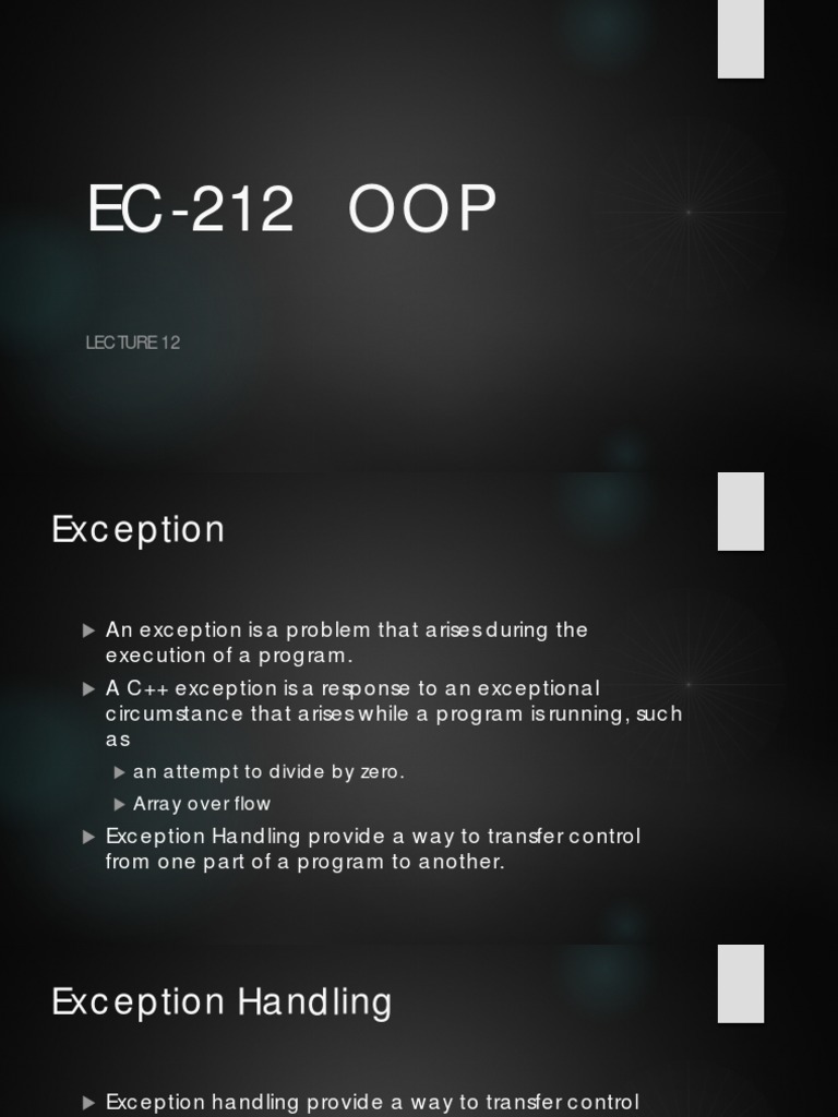 Oop 11 (Exception Handling) | PDF | C++ | Computer Programming