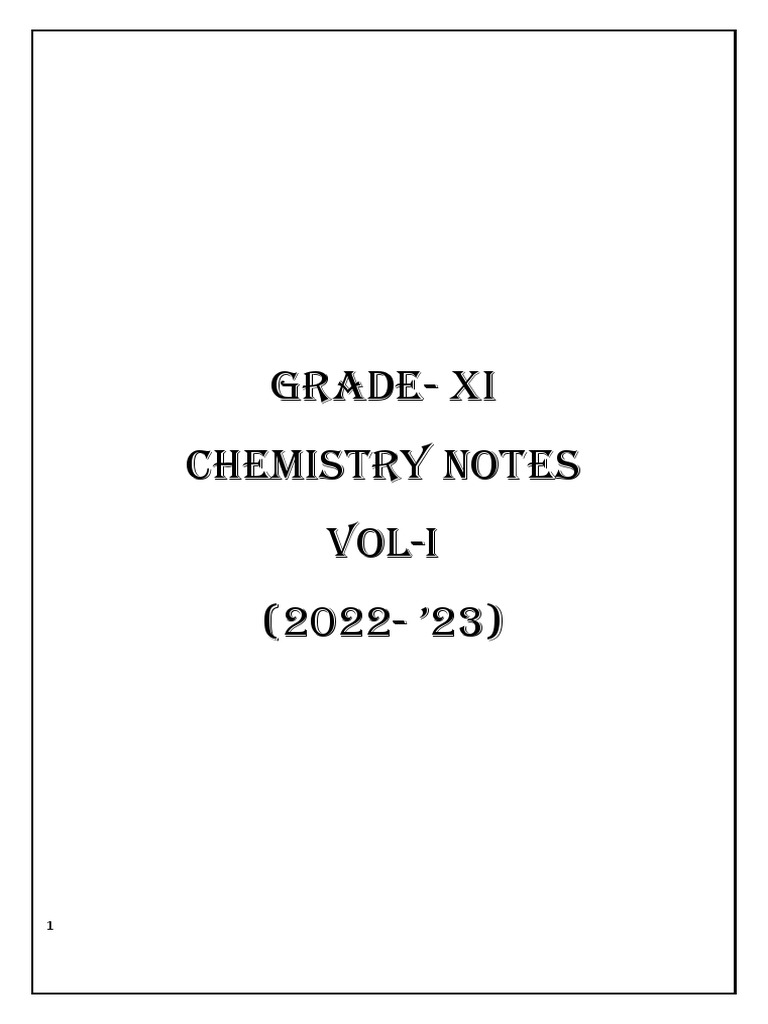 Grade 11 Chemistry Notes Vol I (2022-2023) | PDF | Spectroscopy ...