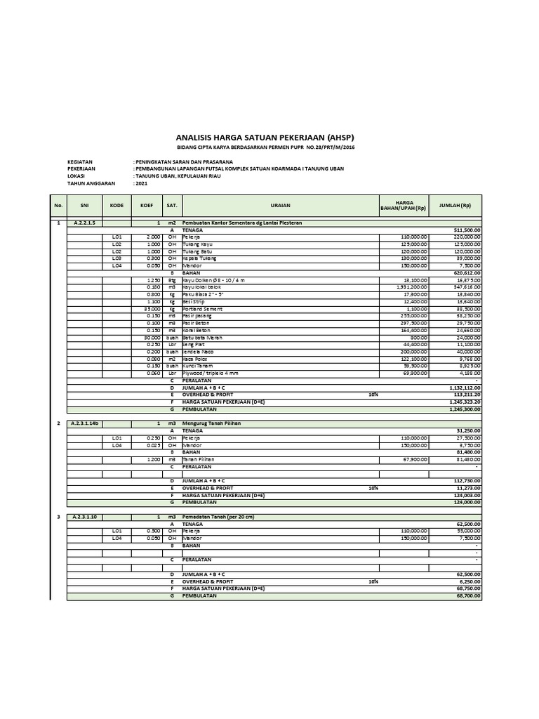 AHSP Sipil - Baja | PDF