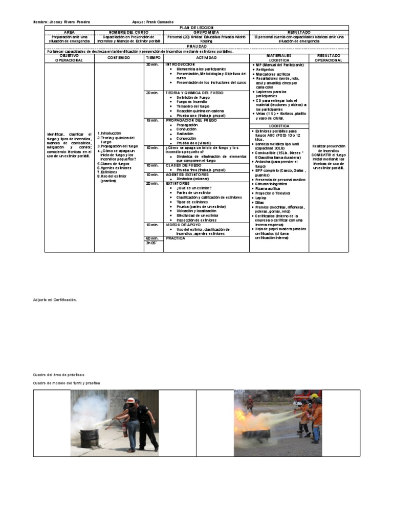 Plan de Leccion para Colegios | Descargar gratis PDF | Incendios
