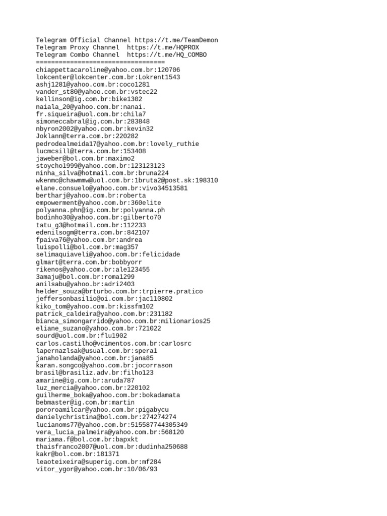 Lista de Contas de Email e Senhas | PDF