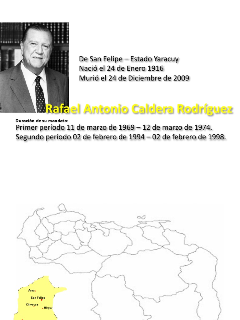 Perfil de vida y logros presidenciales de Rafael Caldera Rodríguez, dos ...