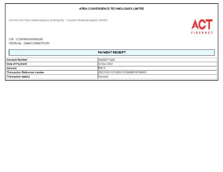 act invoice bill | PDF