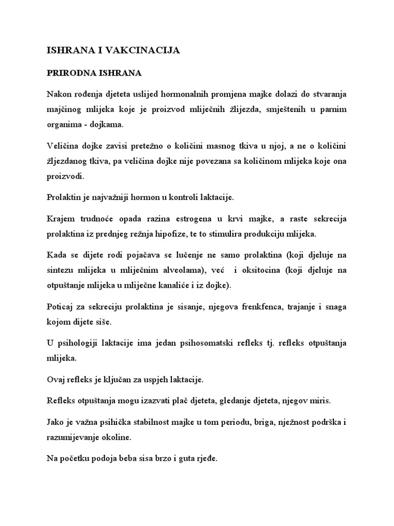 Ishrana I Vakcinacija | PDF
