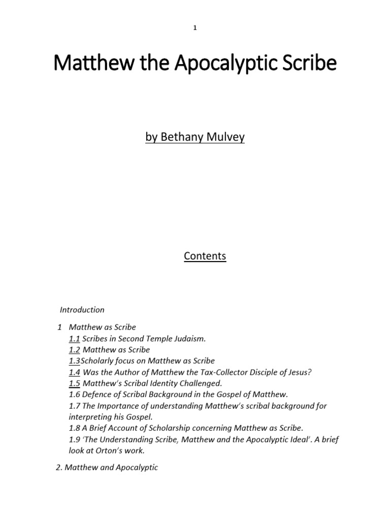 Matthew As An Apocalyptic Scribe | PDF | Gospel Of Matthew | Apocalypse