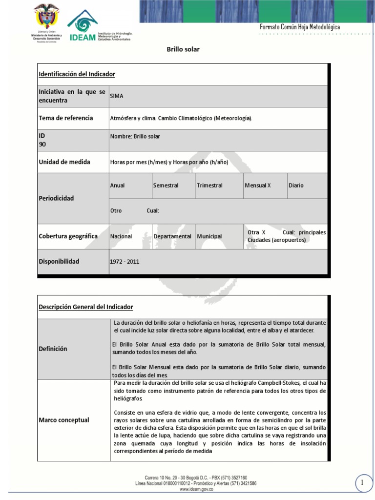 Brillo Solar: Metodología y Datos | PDF | Meteorología | Ciencias de la Tierra