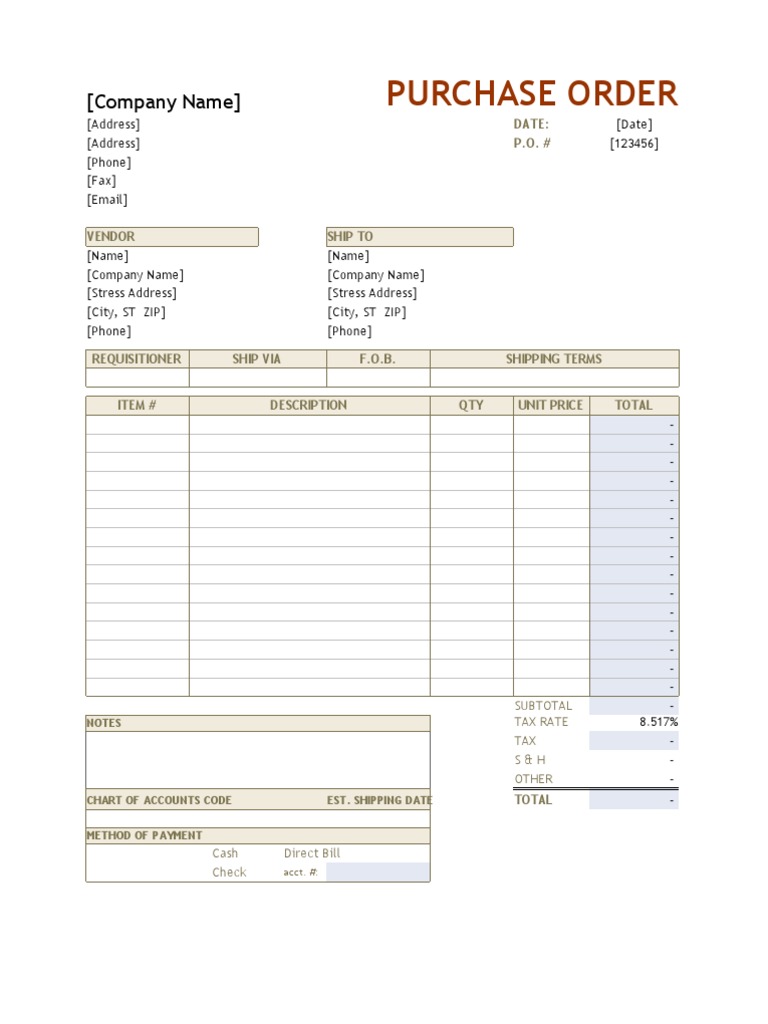 Purchase Order Template for Businesses | PDF