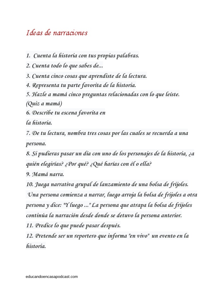 Ideas Creativas para Narraciones | PDF