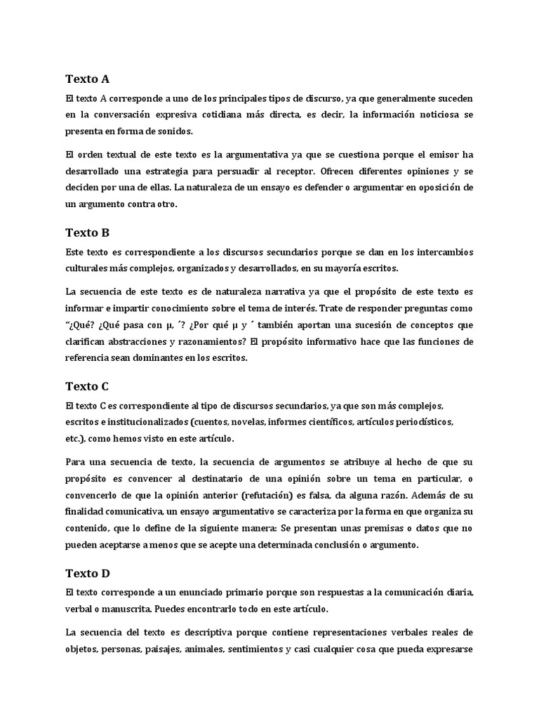 CLASIFICACIÓN DE TEXTOS DISCURSIVOS | PDF | Argumento | Ensayos