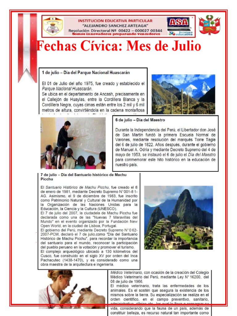 Fechas Cívica julio | PDF