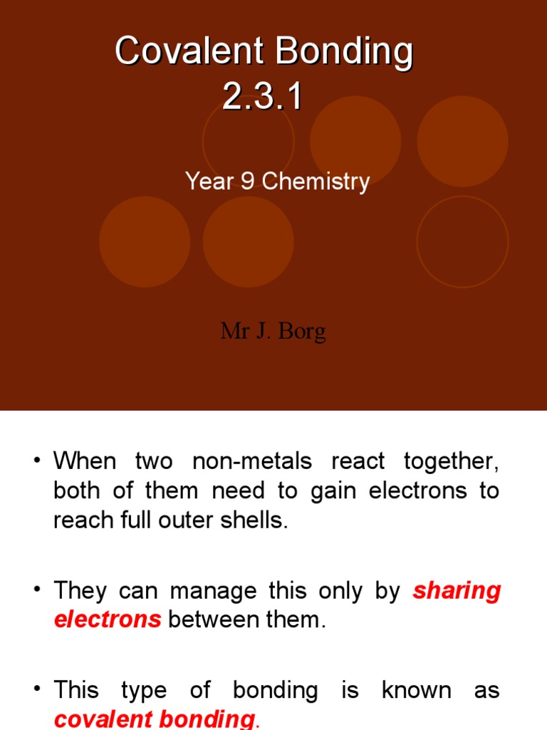 Covalent Bonding | PDF | Covalent Bond | Chemical Bond