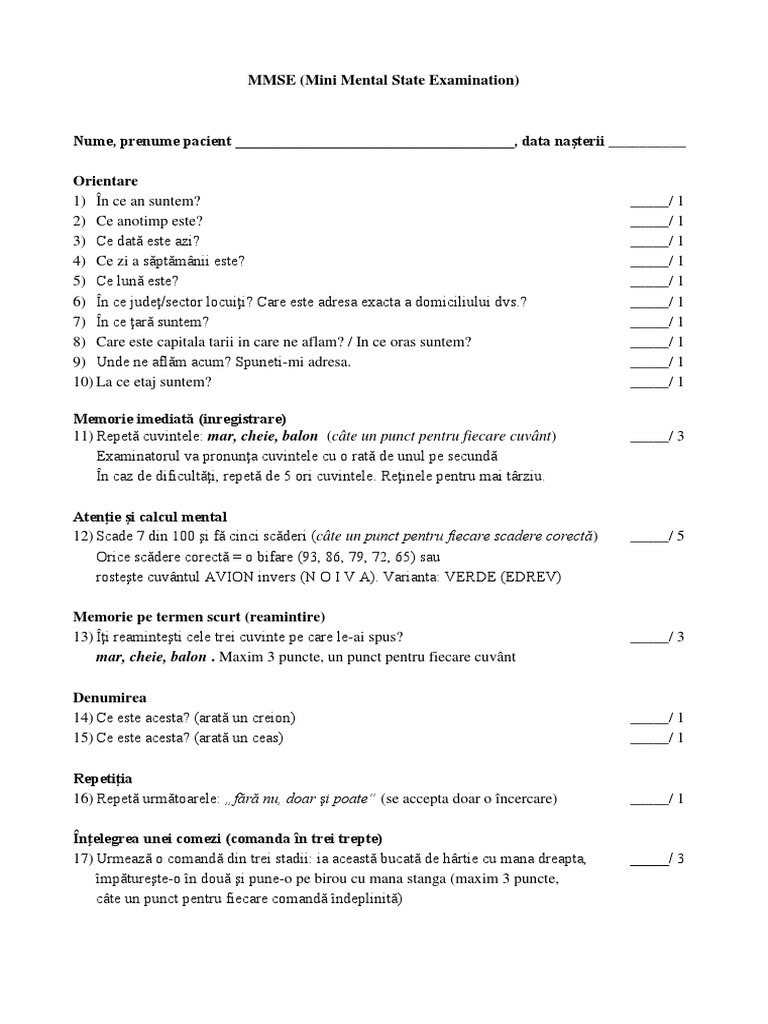 MMSE Ceas ADL IADL | PDF